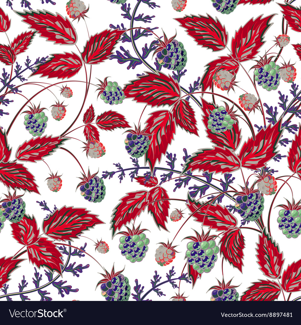 Colored raspberries seamless pattern Royalty Free Vector