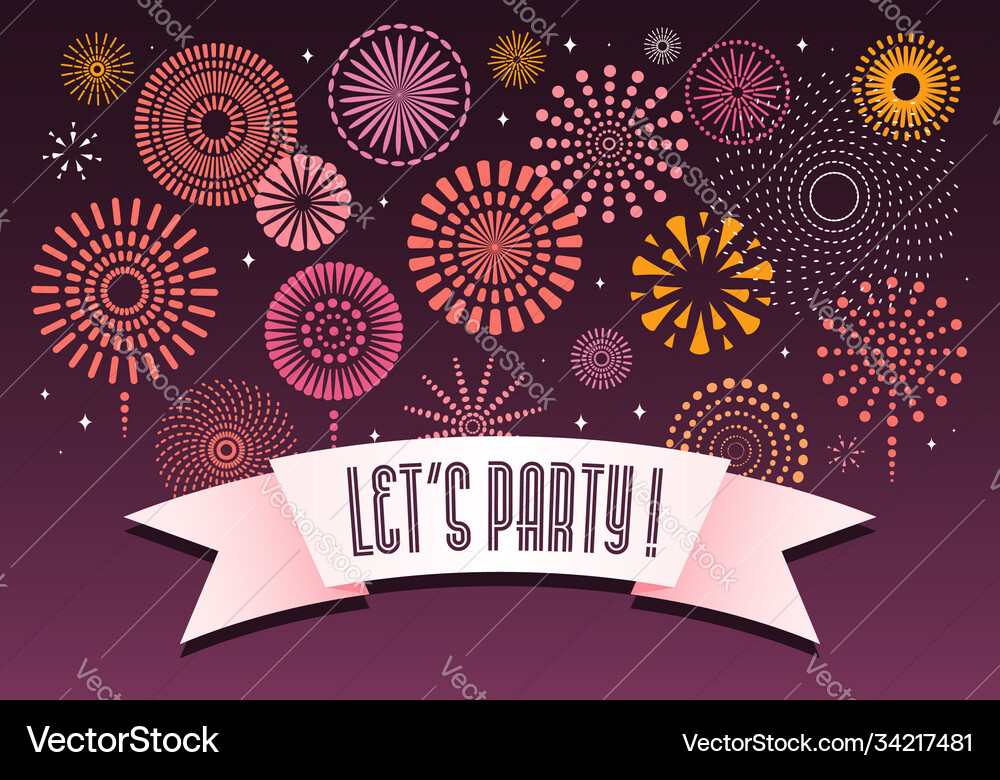 Colorful fireworks background Royalty Free Vector Image
