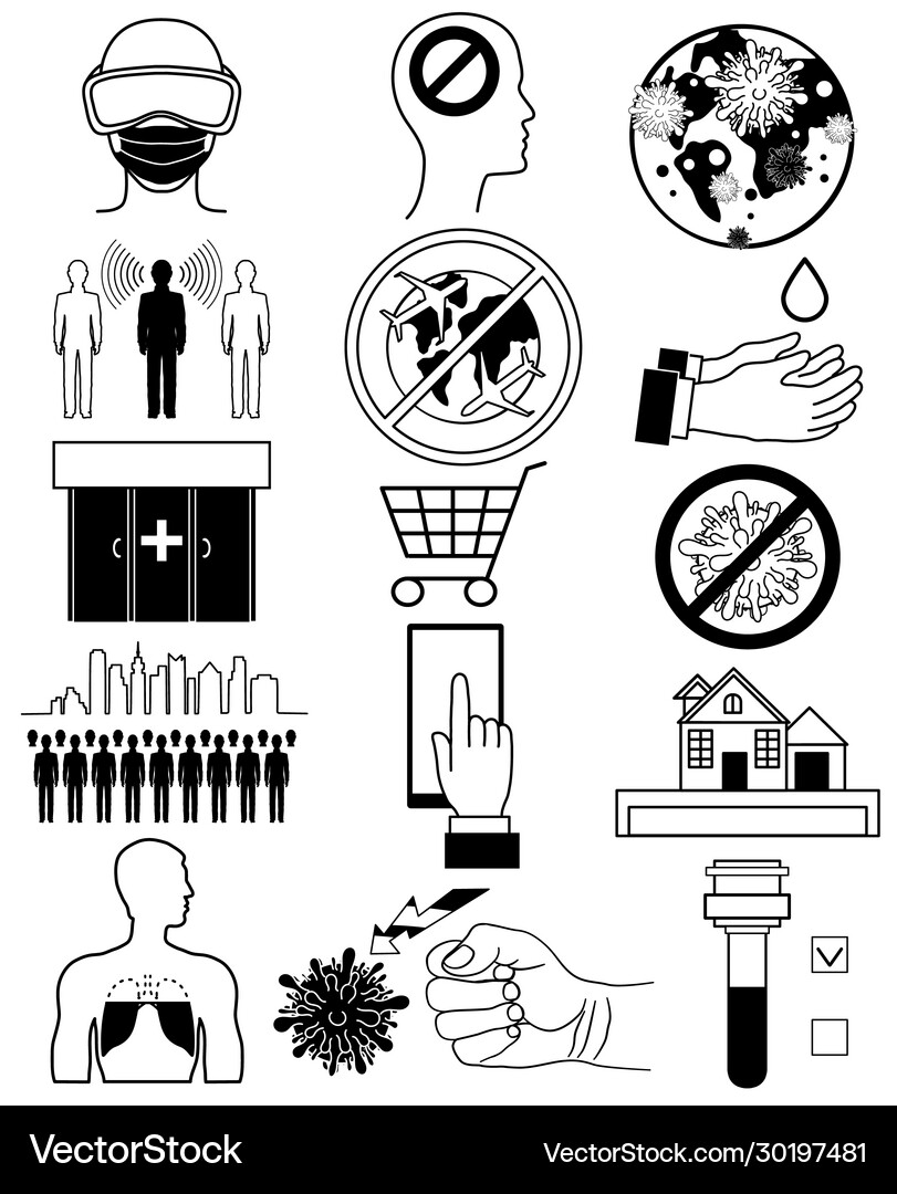 Coronavirus bacteria icons 2019-ncov Royalty Free Vector