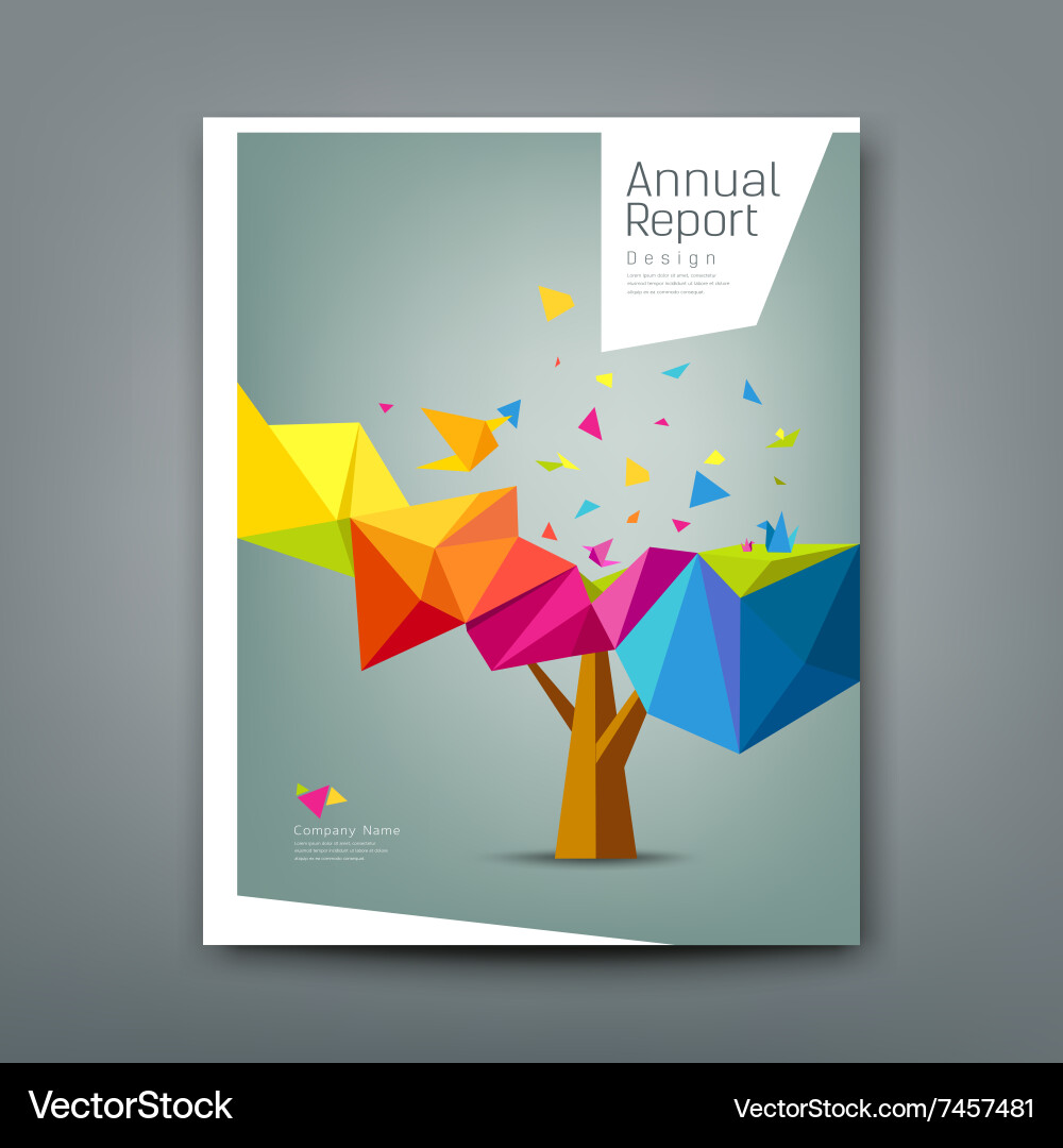 Cover report tree colorful geometric with bird Vector Image
