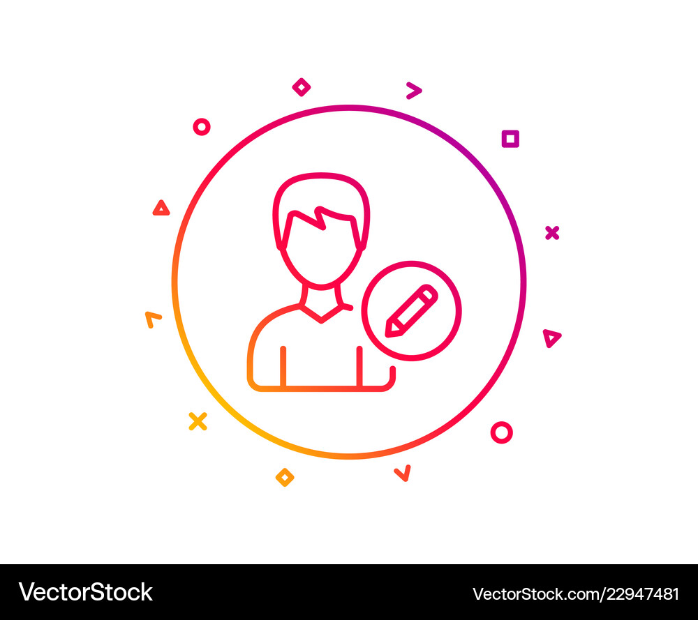 Edit user line icon male profile sign Royalty Free Vector