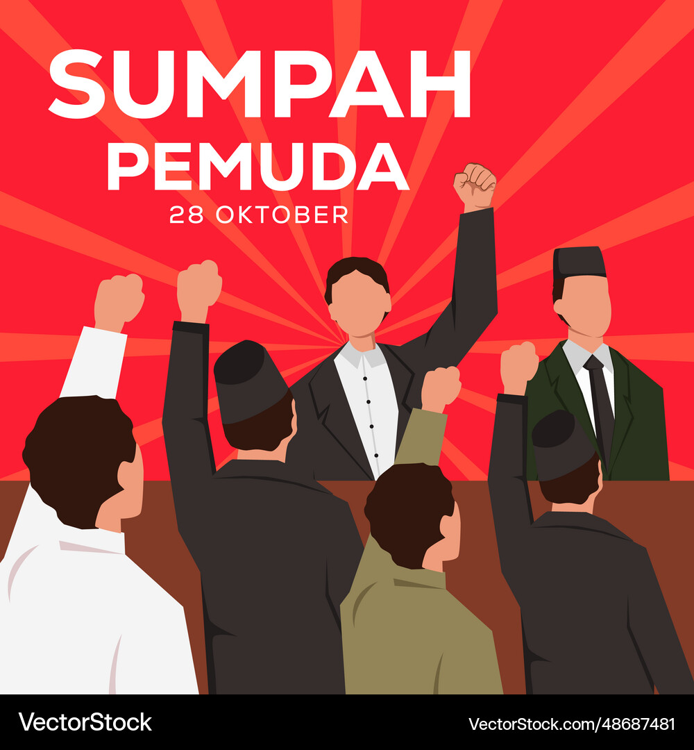Flat sumpah pemuda 28 oktober young people Vector Image