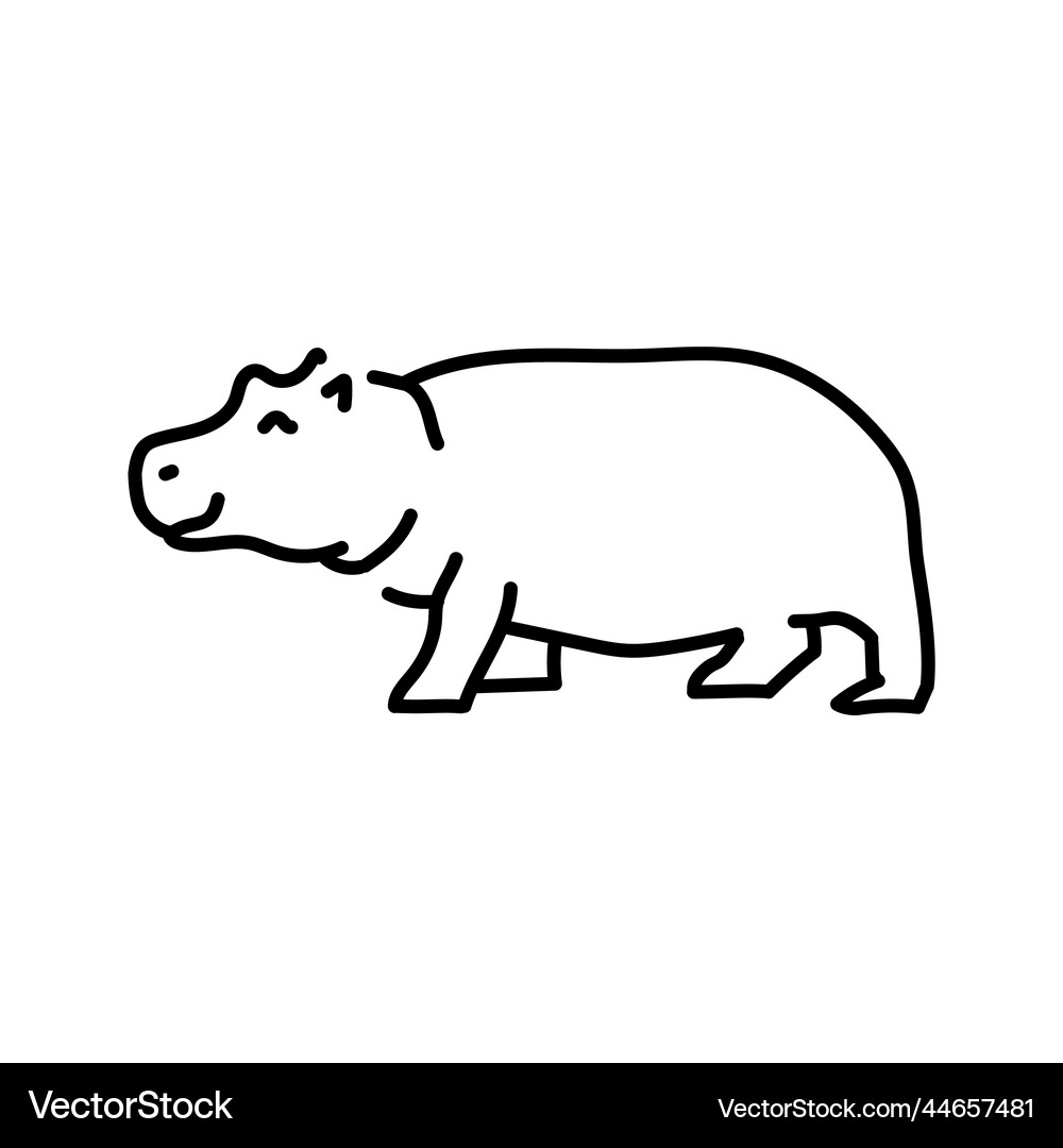 Hippopotamus color line animals Royalty Free Vector Image