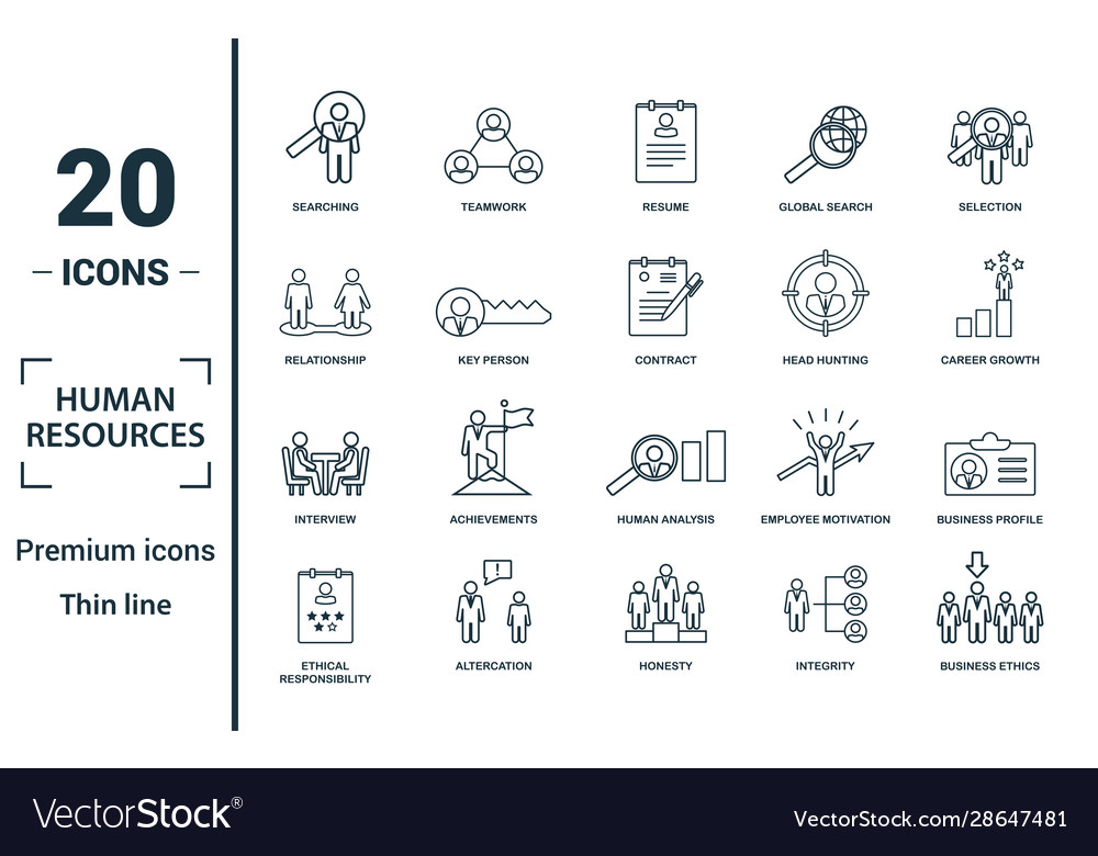 Human resources icon set include creative Vector Image