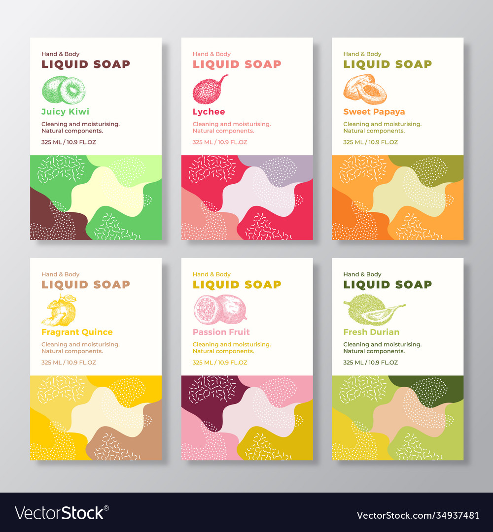 Liquid Soap Label Templates Collection Abstract Vector Image