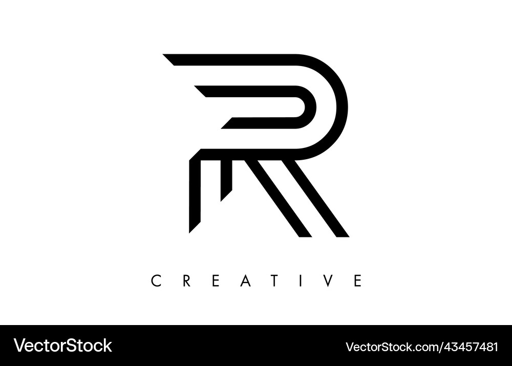R letter logo monogram with black and white lines Vector Image