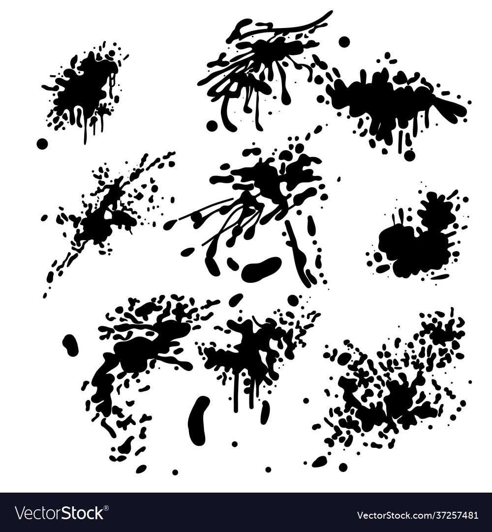 Splashes black set Royalty Free Vector Image - VectorStock