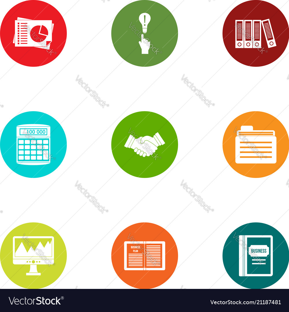 Statistic icons set flat style Royalty Free Vector Image