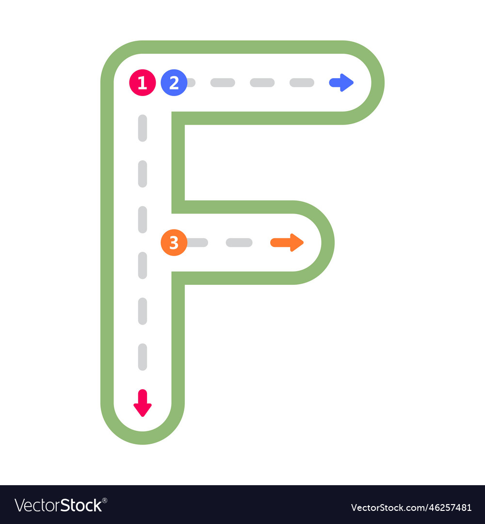 Tracing alphabet letter f uppercase prewriting Vector Image Tracing alphabet letter f uppercase prewriting Vector Image