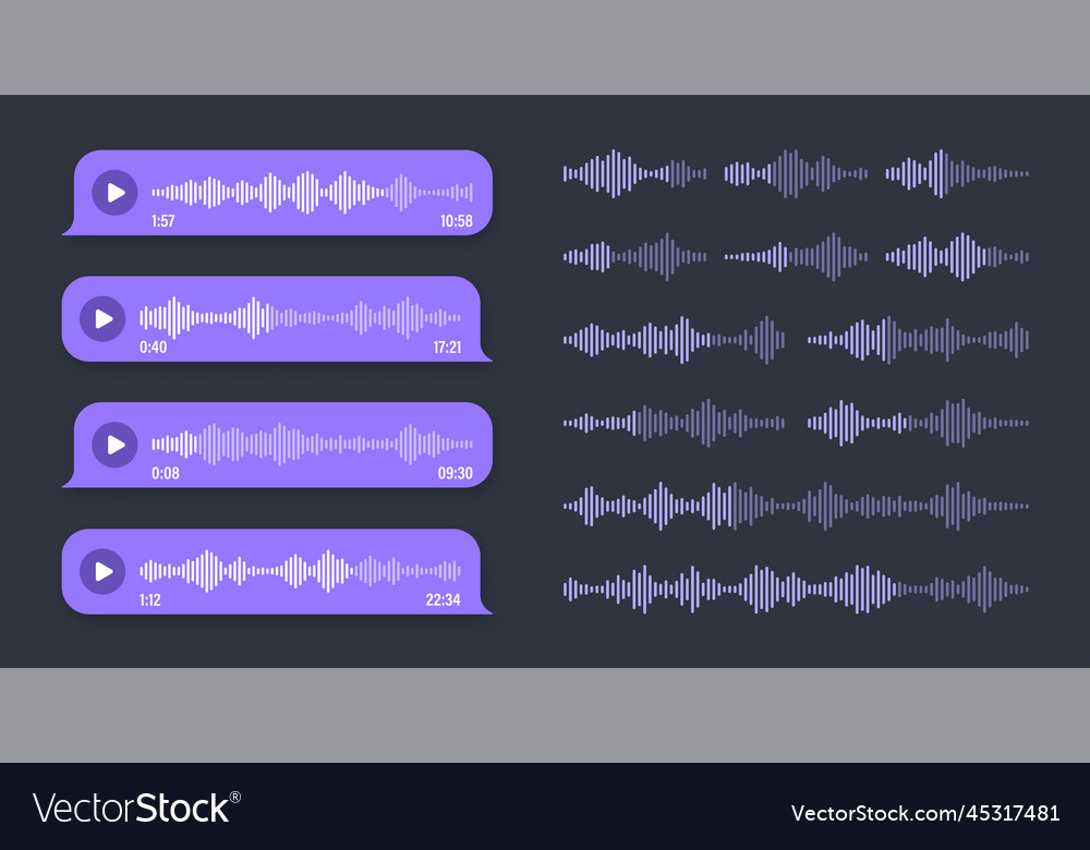 Voice audio message violet speech bubble sms Vector Image