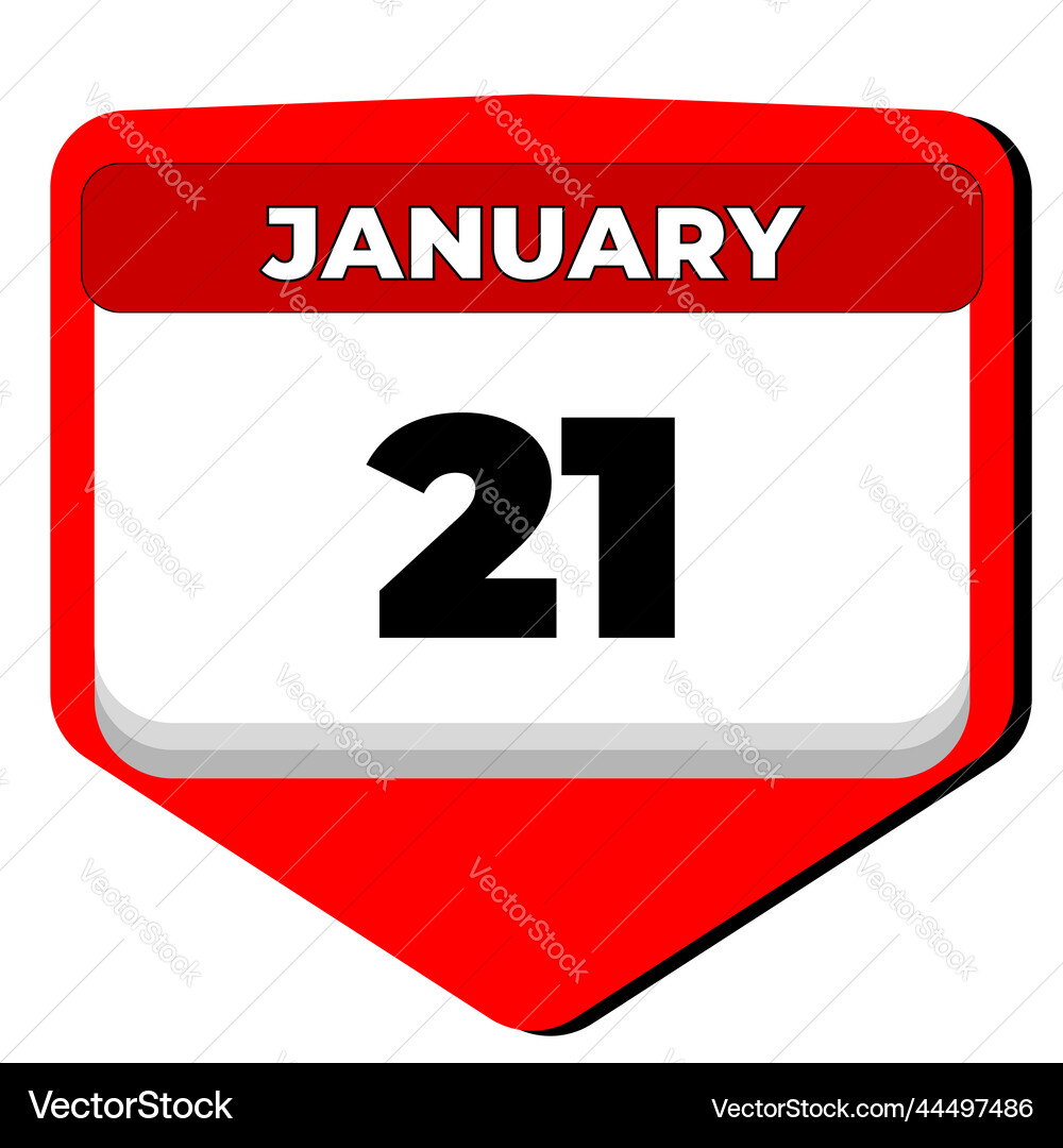 21 january icon calendar day date Royalty Free Vector Image