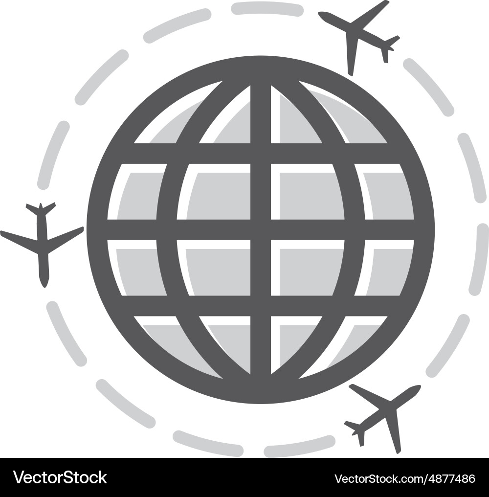 Airplane icon around the world Royalty Free Vector Image
