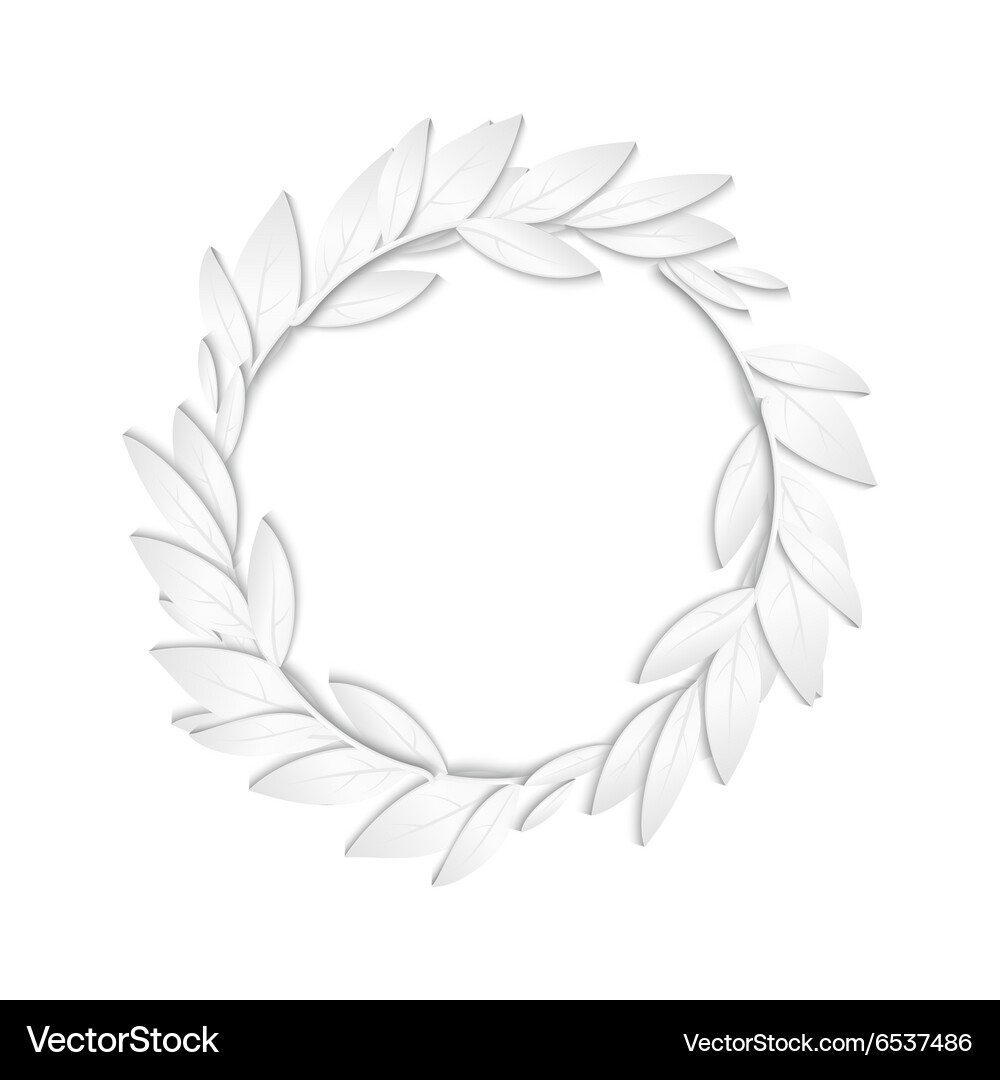 Circular frame of white paper branches and leaves Vector Image