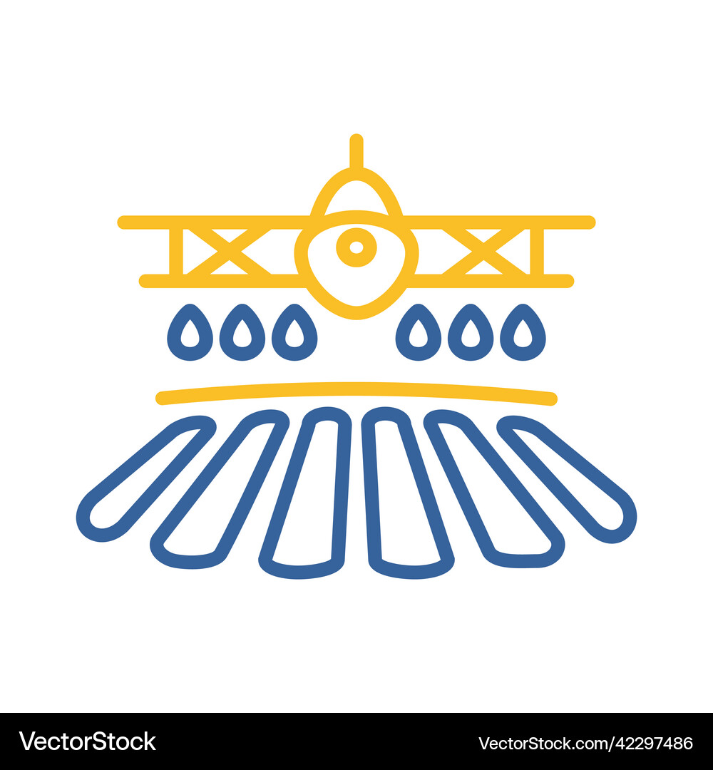 Crop duster airplane spraying a farm field Vector Image
