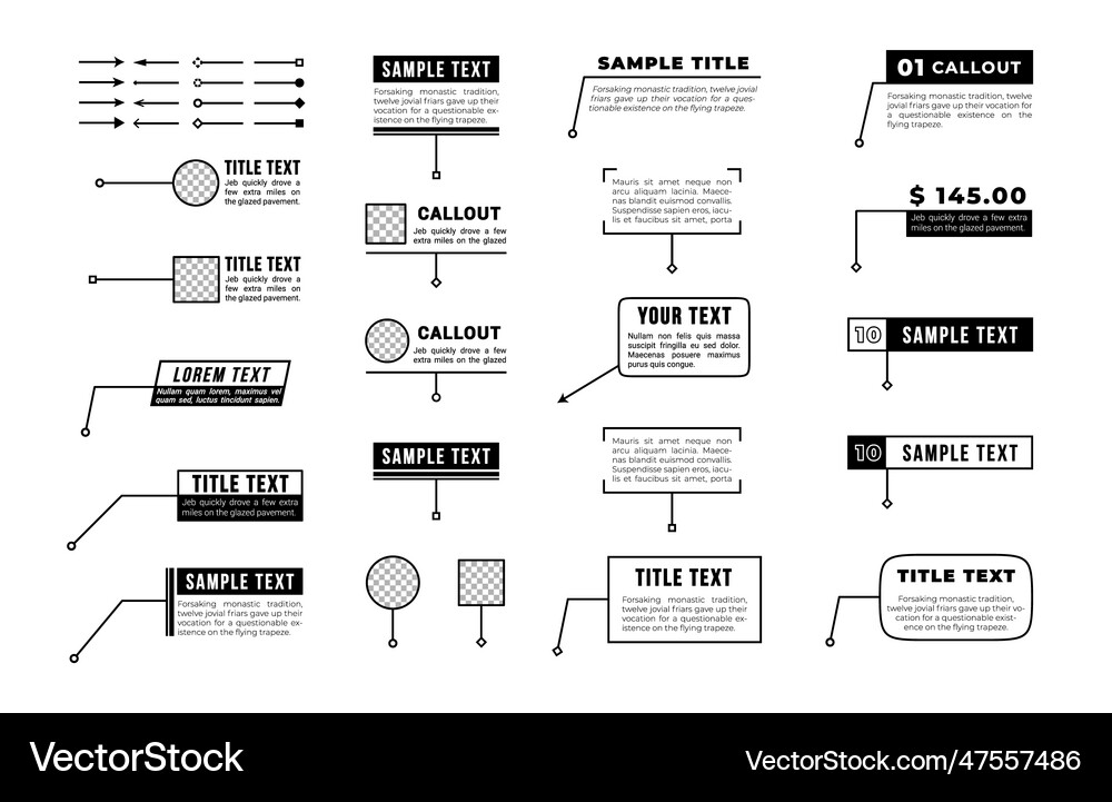 Digital callouts titles callout bar labels Vector Image