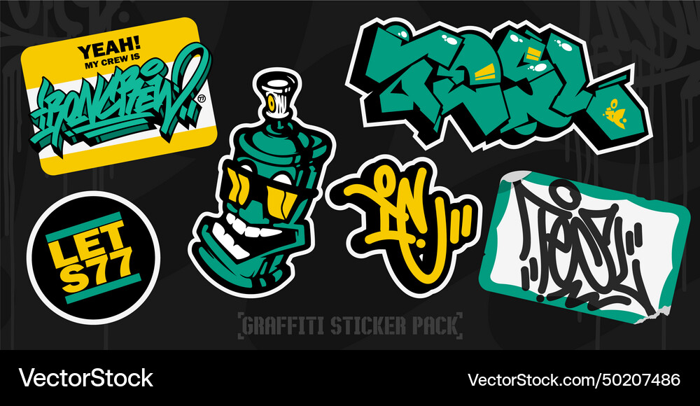 Green abstract urban graffiti style sticker Vector Image