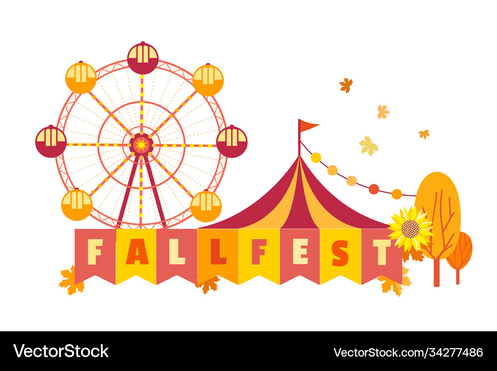 Hand drawn fall festival flat color poster Vector Image