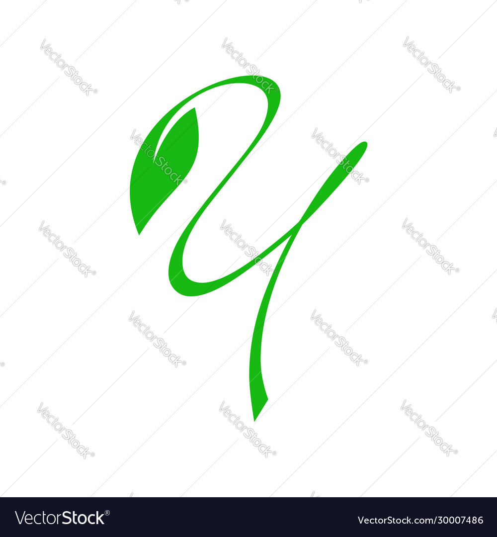 Handwriting initial leaf y Royalty Free Vector Image
