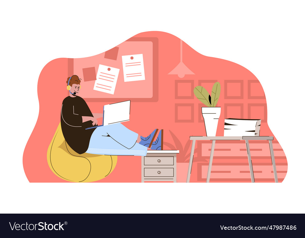 Help desk concept operator in headphone Royalty Free Vector Help desk concept operator in headphone Royalty Free Vector