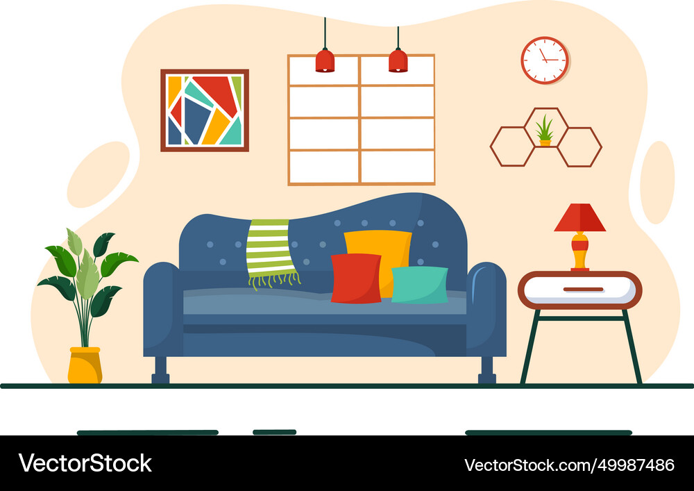 Home decor with living room interior Royalty Free Vector