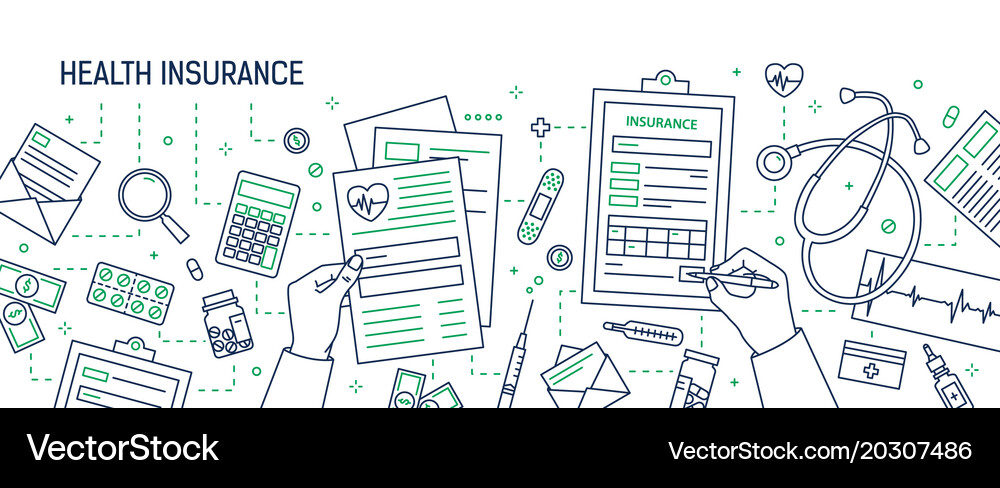 Horizontal banner with hands filling out form Vector Image