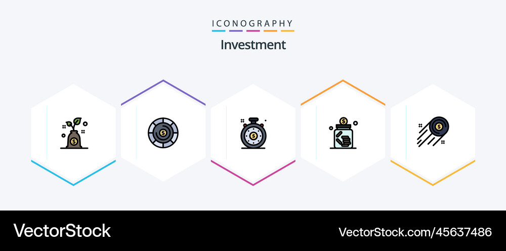 Investment 25 filledline icon pack including Vector Image
