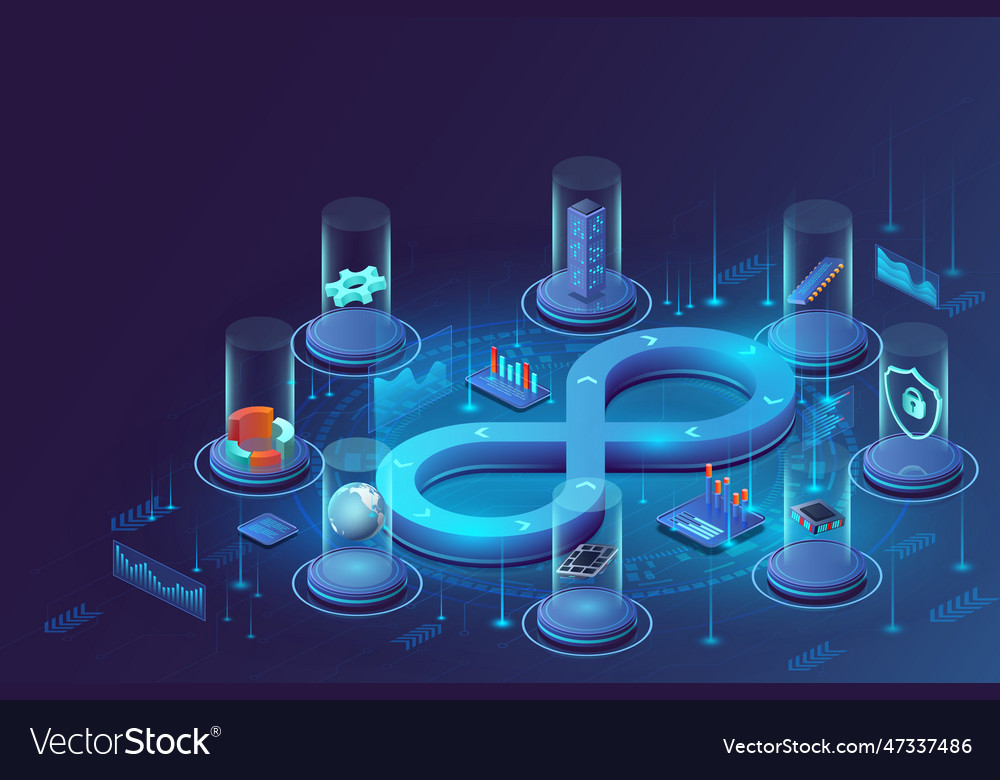 Isometric devops ai technology 3d infinity icon Vector Image