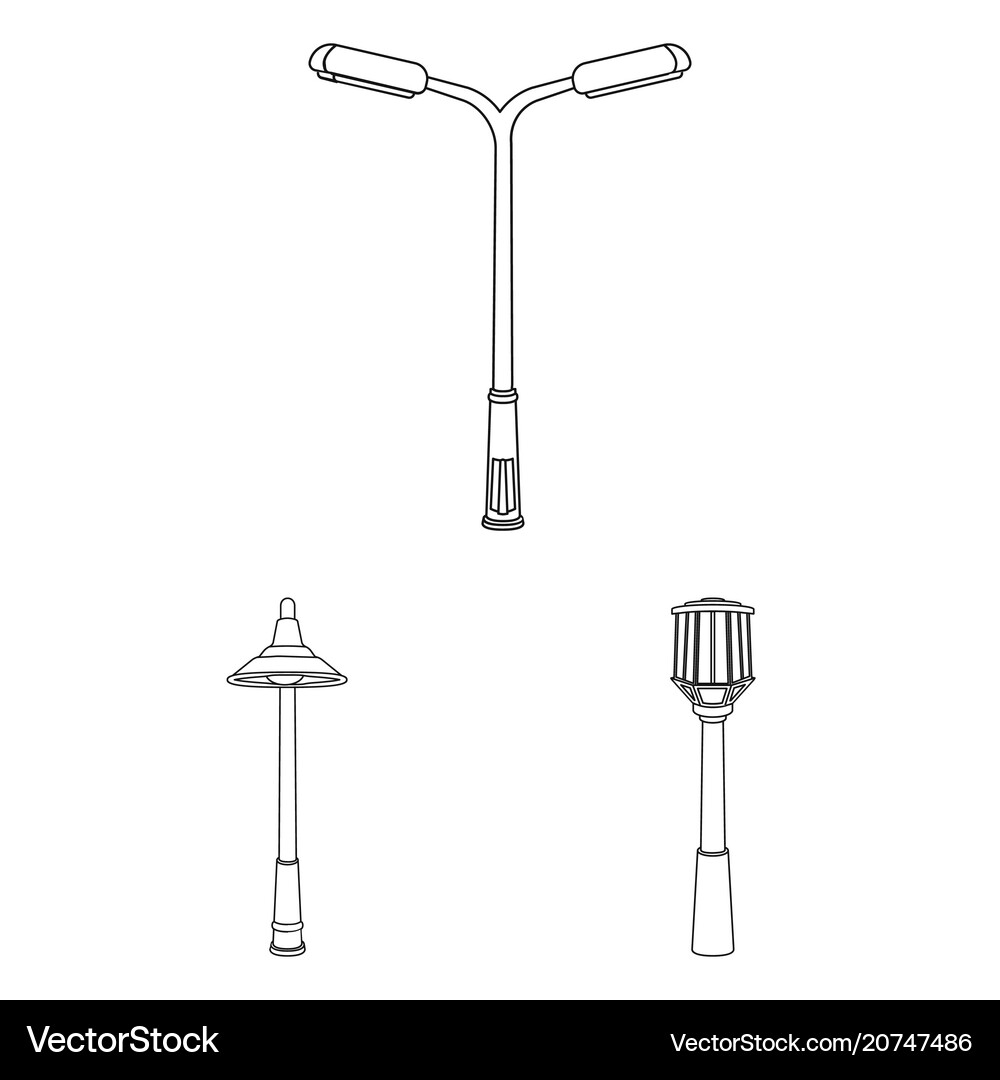 Lamp post outline icons in set collection Vector Image