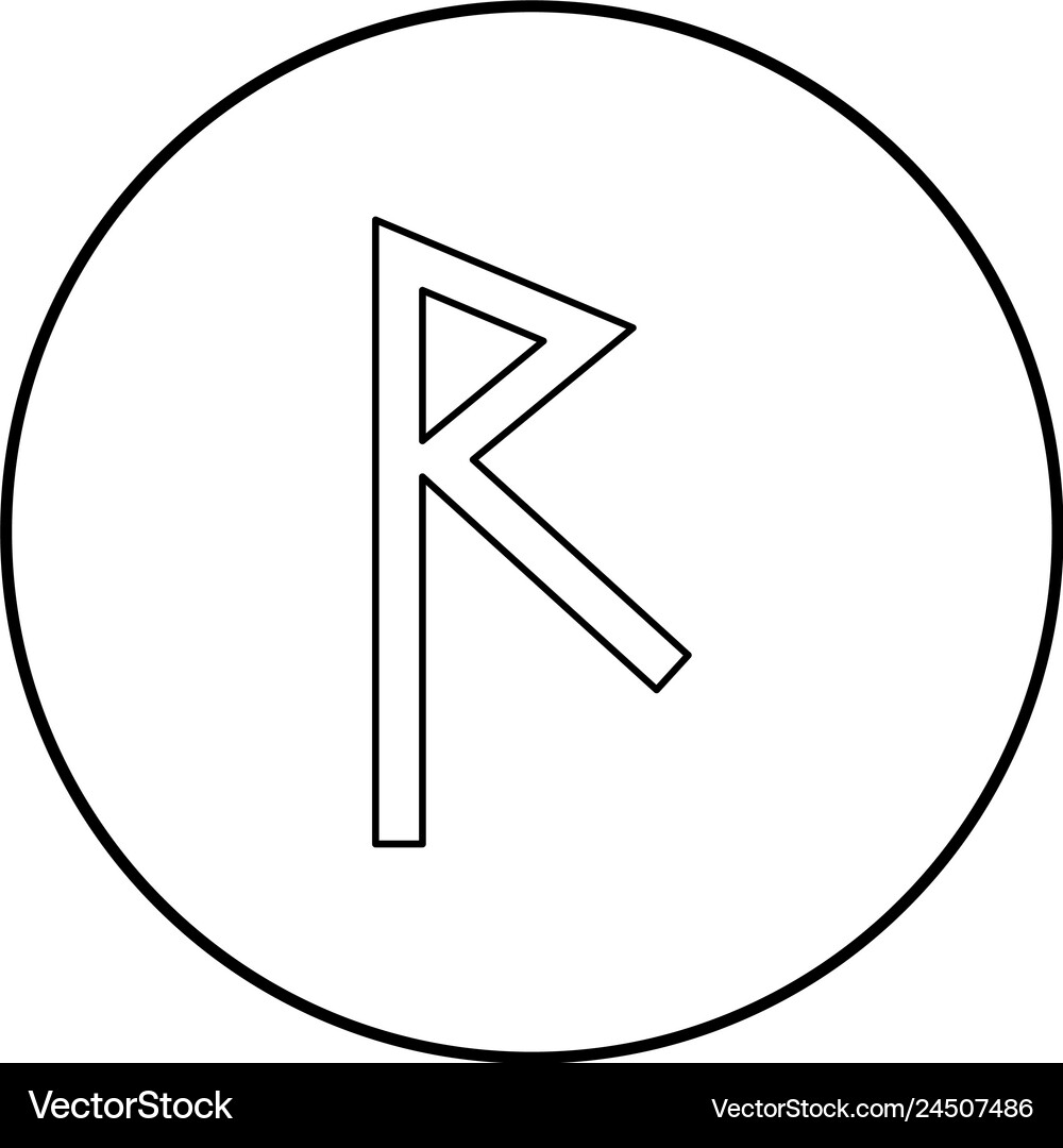Raido rune raid symbol road icon outline black Vector Image