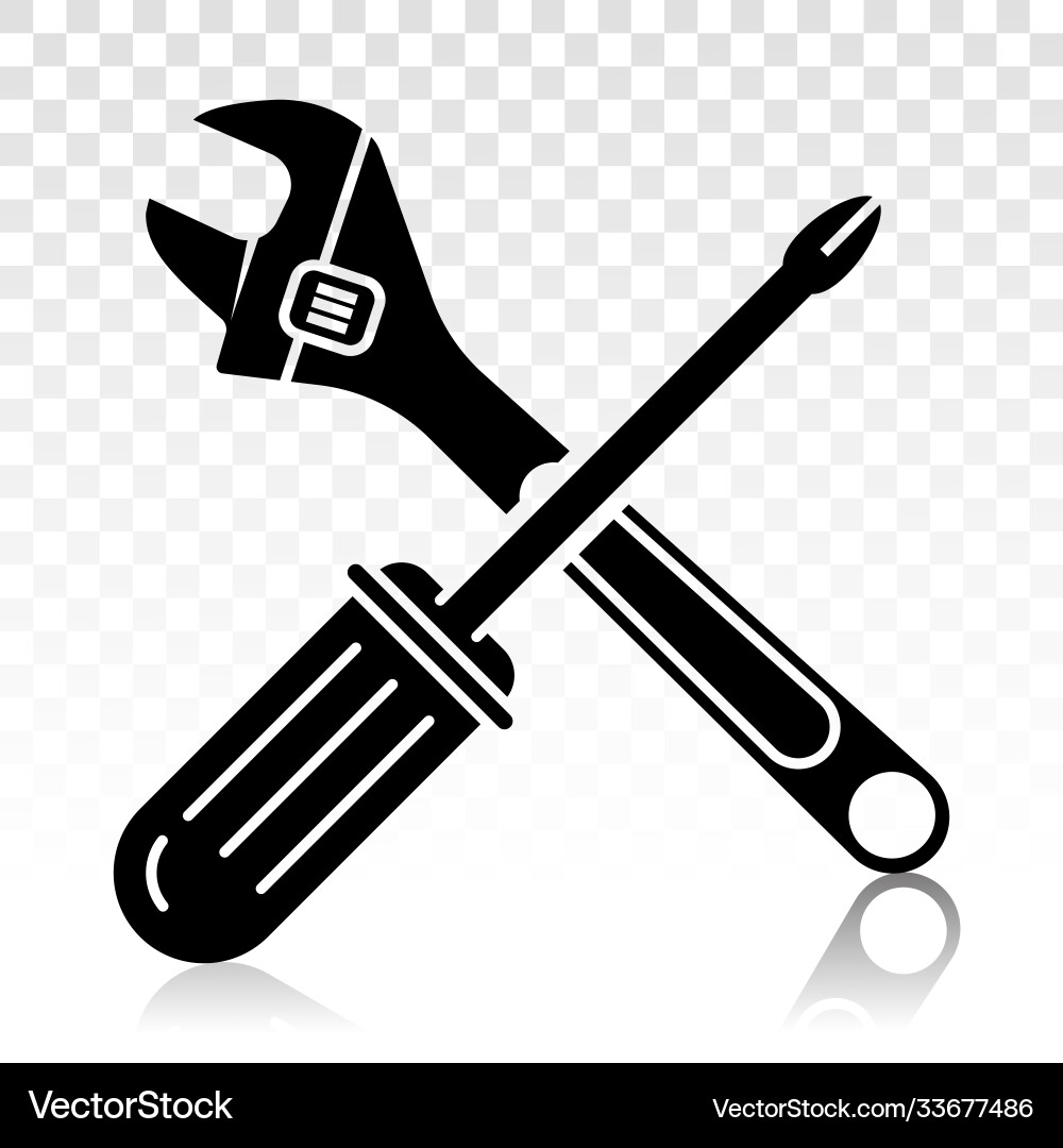 Screwdriver and wrench repair tool flat icon Vector Image