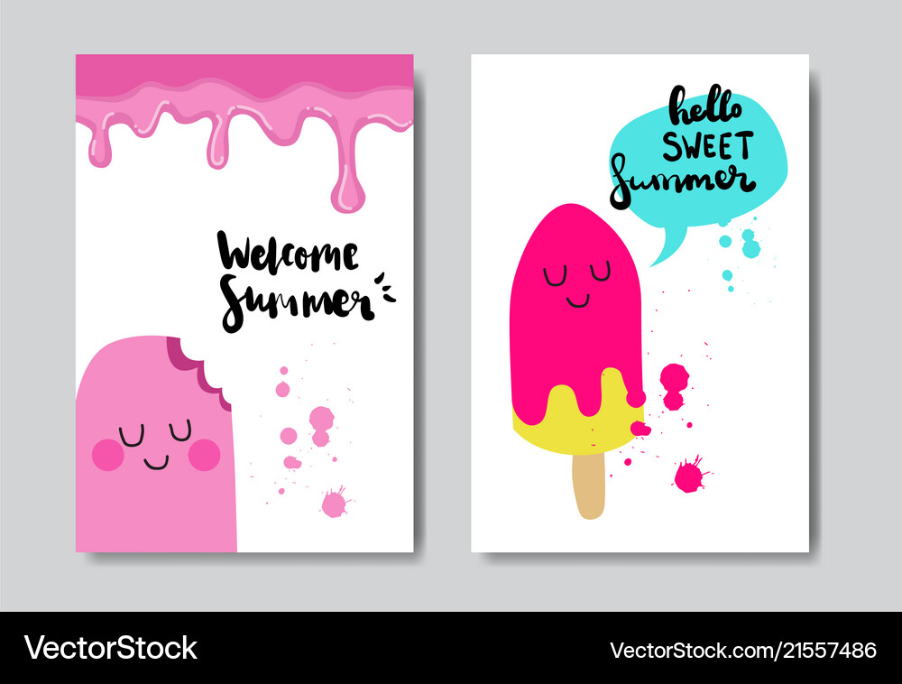 Set enjoy summer ice cream badge isolated Vector Image