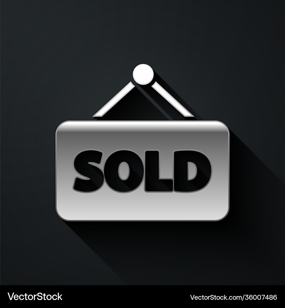Silver hanging sign with text sold icon isolated Vector Image