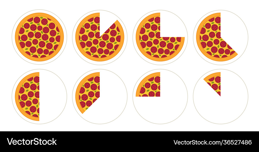 Slice Pizza Diagramm Infografiken Set Stücke Vektorbild