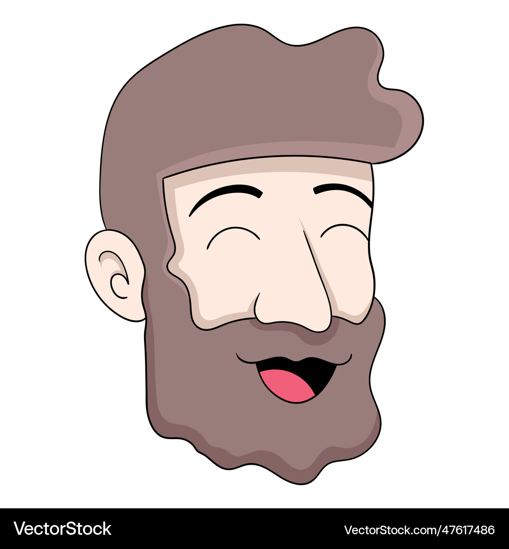 Smiling face brown bearded man head emoticon Vector Image