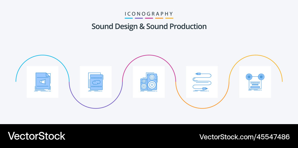 Sound design and production blue 5 icon Royalty Free Vector