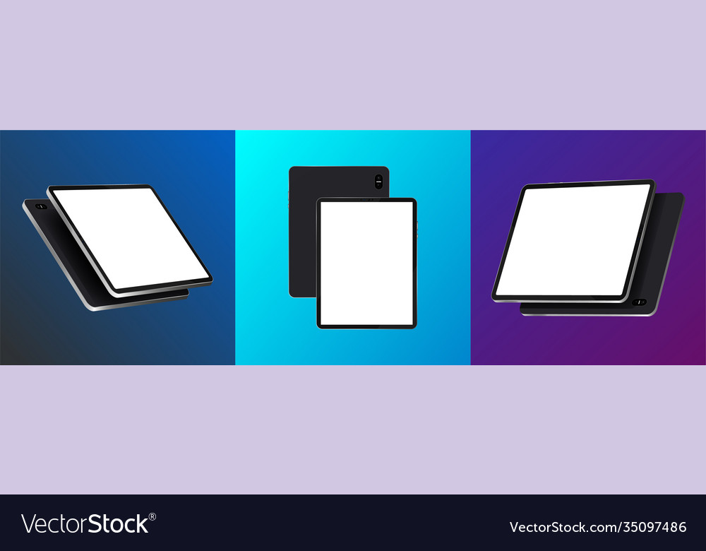 Tablet mockups 3d realistic gadgets Royalty Free Vector