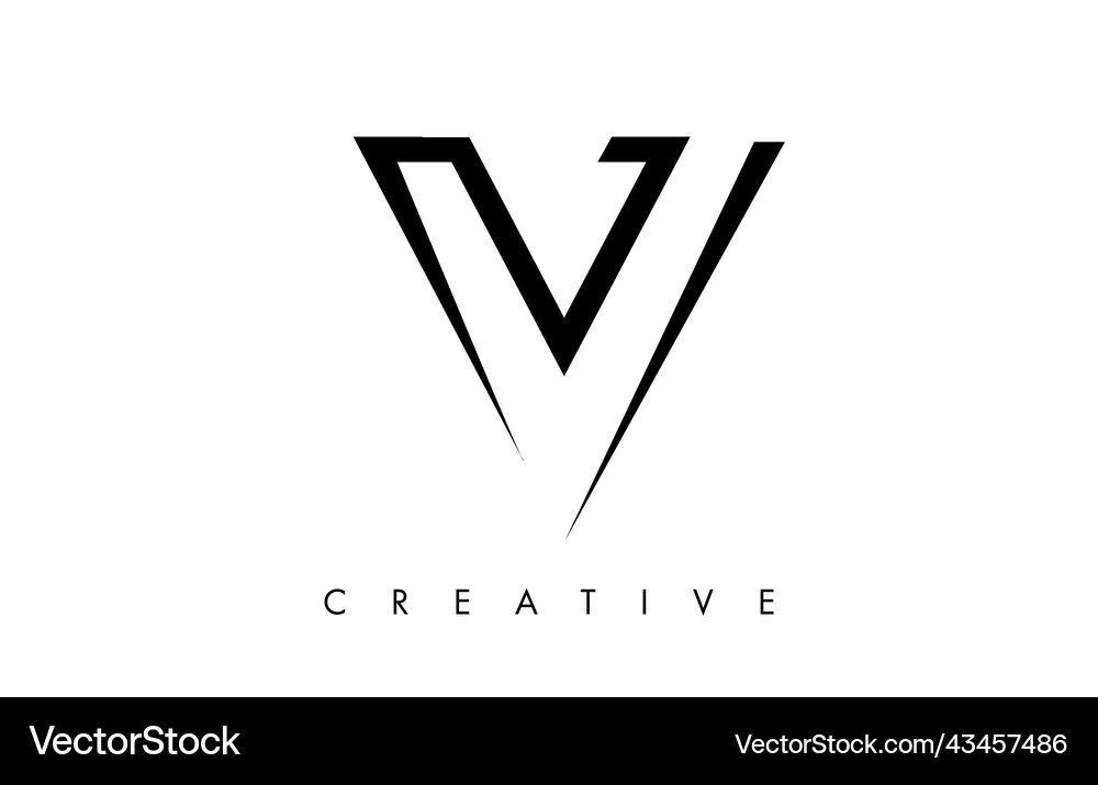 V letter logo monogram with black and white lines Vector Image