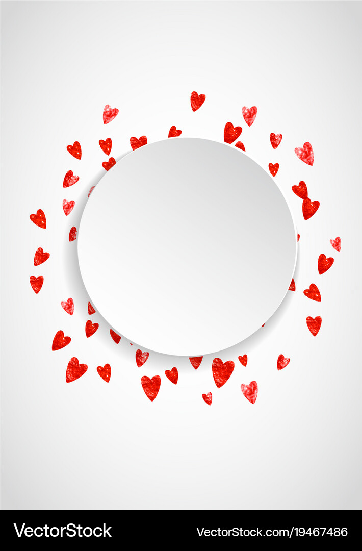 Valentines paper frame with gold glitter hearts Vector Image