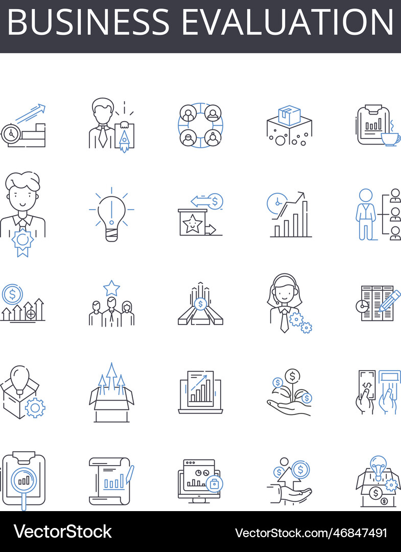 Business evaluation line icons collection Vector Image