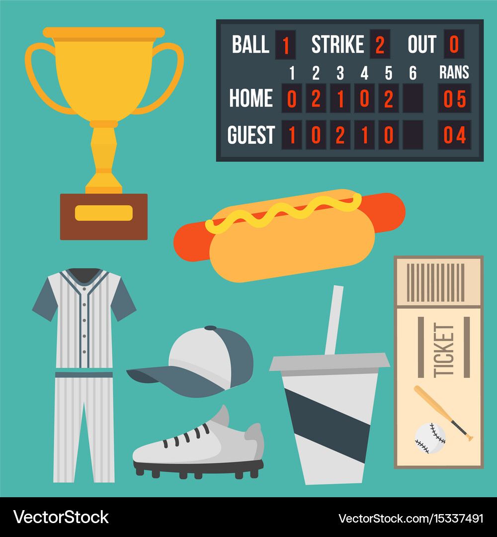 Cartoon baseball player icons batting Royalty Free Vector