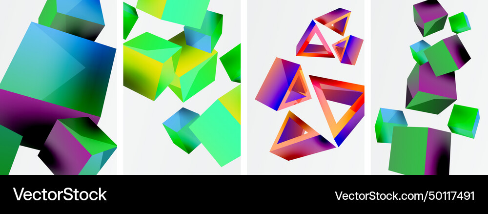 Composition of 3d cubes and other geometric Vector Image