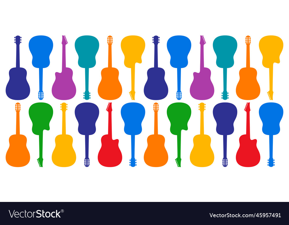 Different style colorful guitars on a white Vector Image