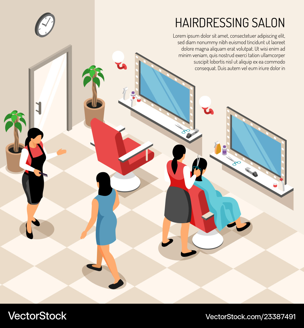 Hair dressing salon isometric Royalty Free Vector Image