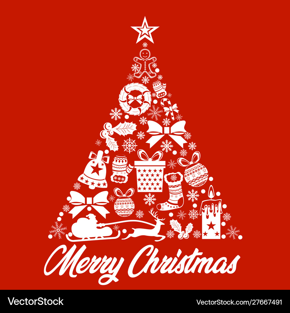 Merry christmas colorful icon elements card white Vector Image