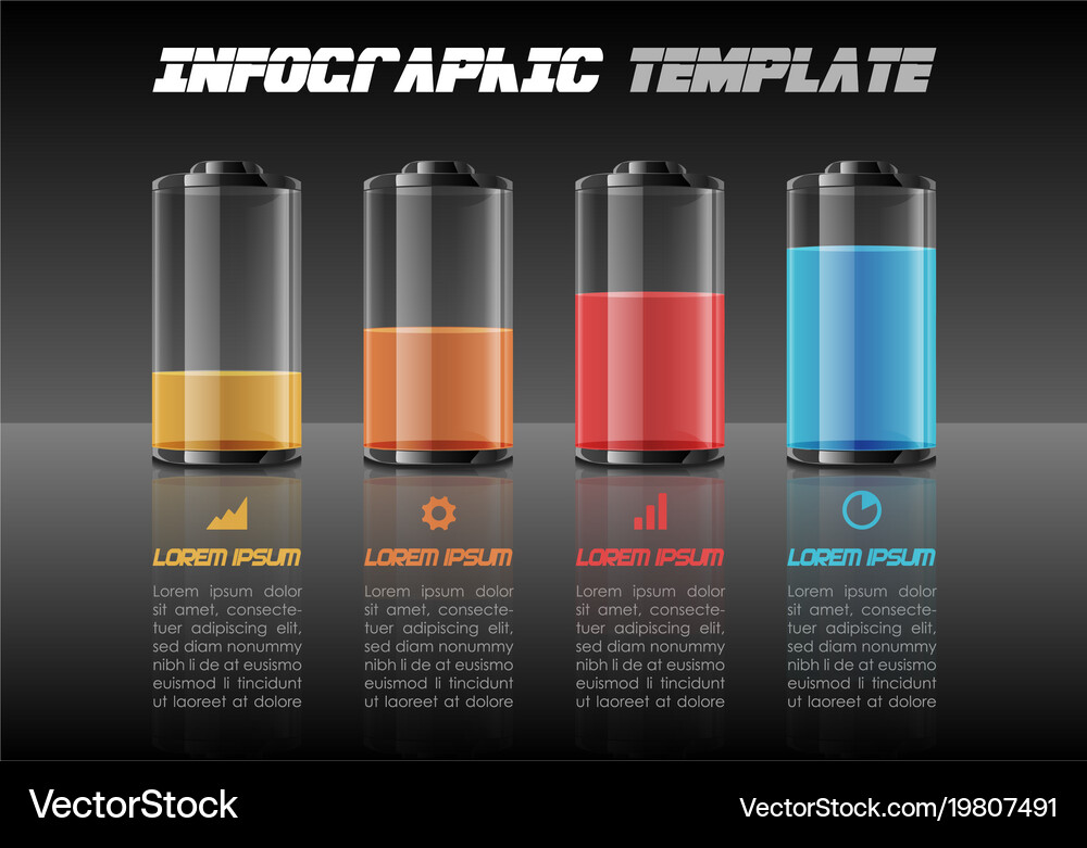 Modern infographics with colorful battery Vector Image