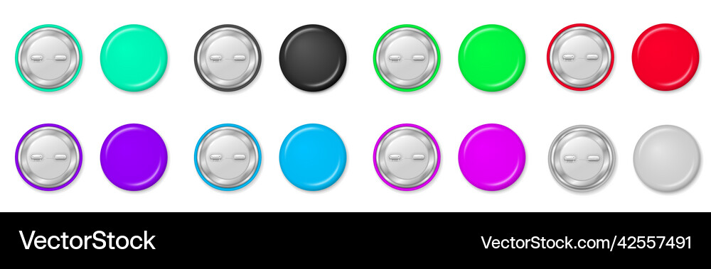 Pinback badges pin buttons circle tag brooch Vector Image