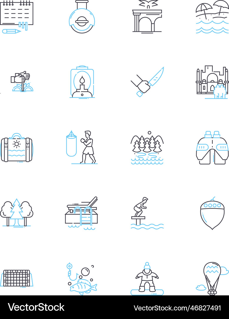 Relaxation niche linear icons set serenity Vector Image