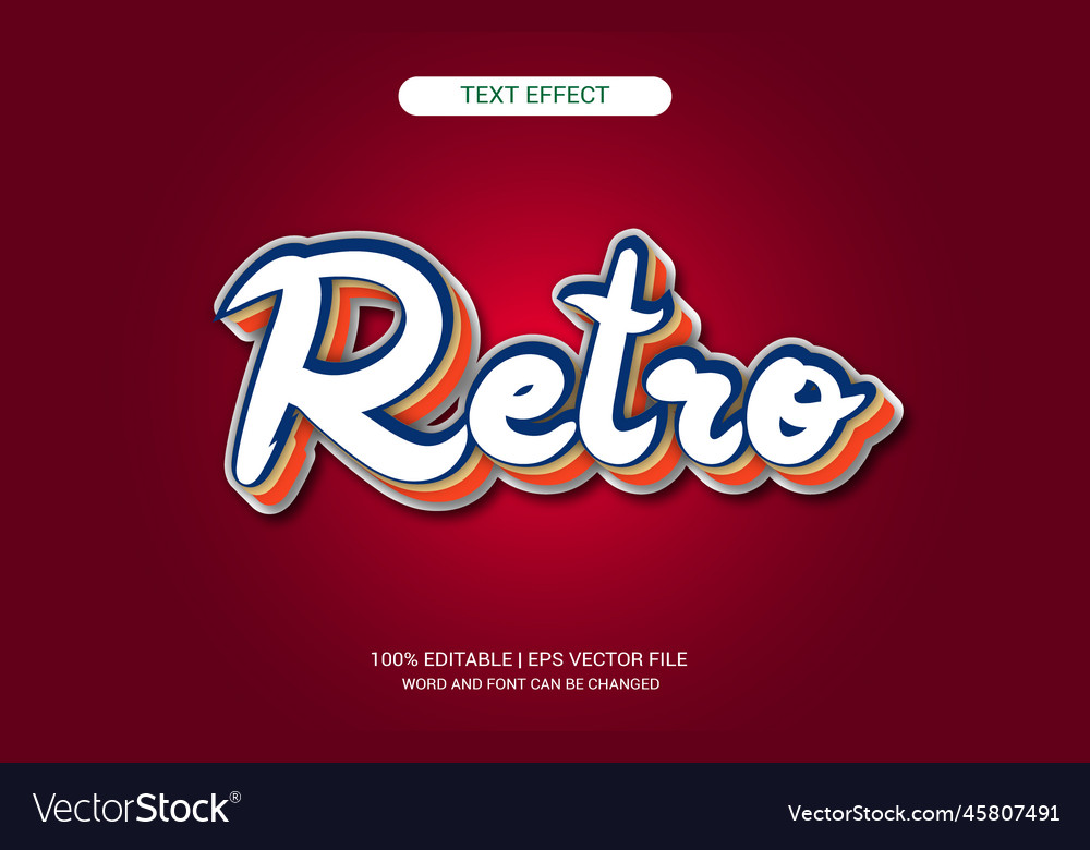 Retro 3d Text Effect Design Royalty Free Vector Image