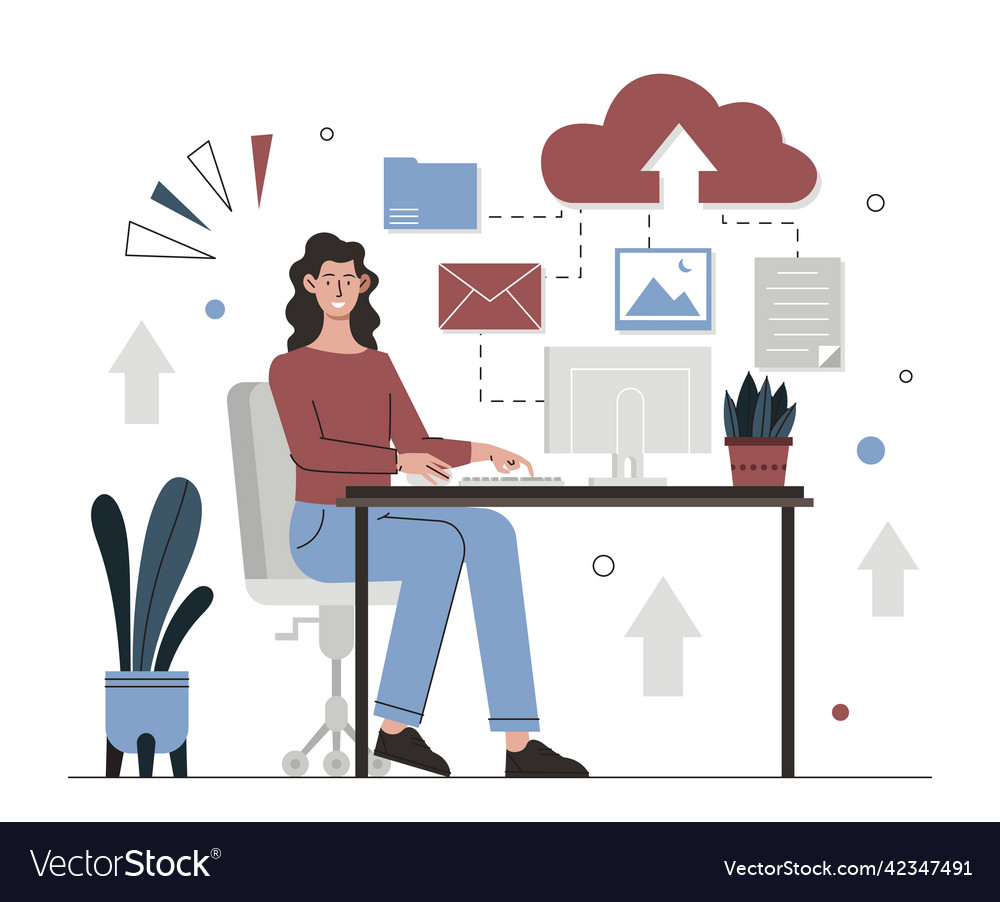 Uploading files concept Royalty Free Vector Image