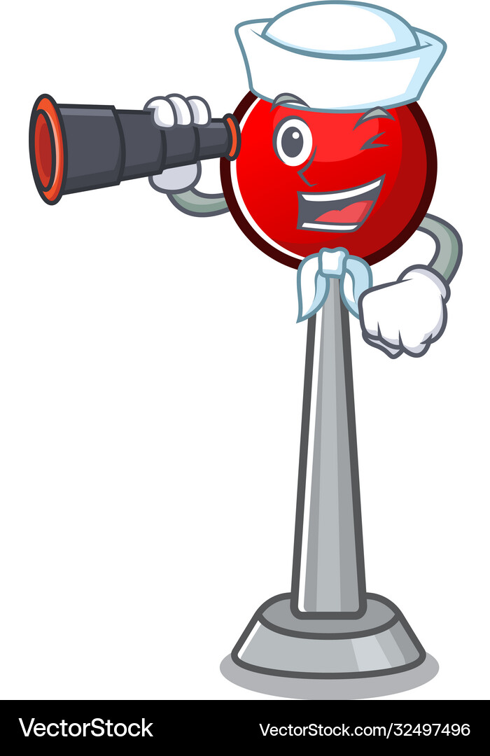 Antenna cartoon happy sailor style with binocular Vector Image
